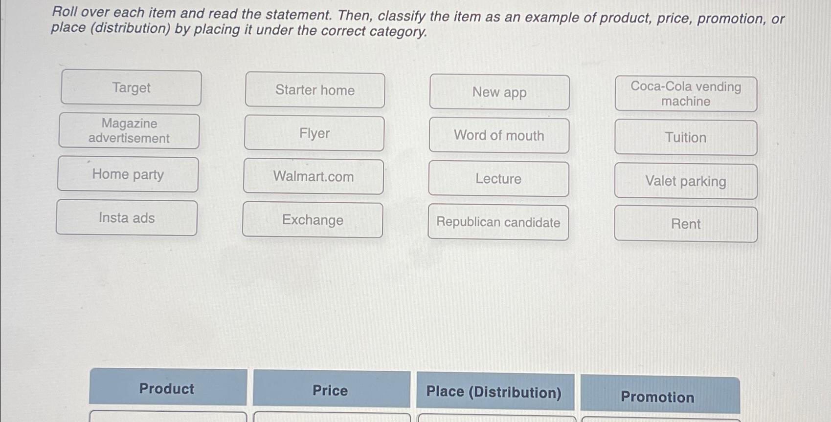 Solved Roll over each item and read the statement. Then, | Chegg.com