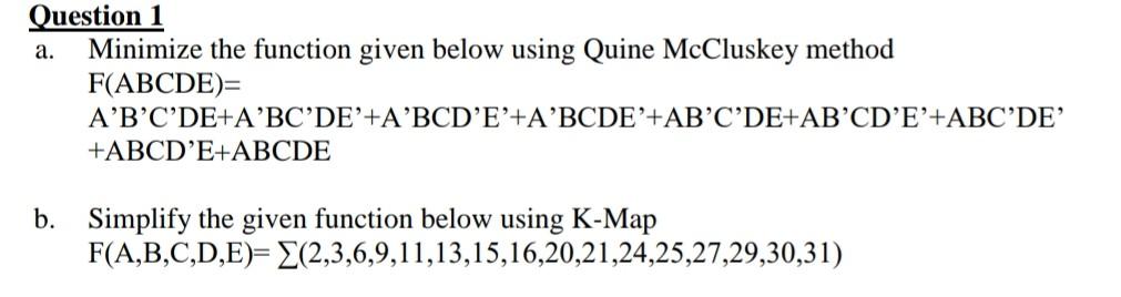 Solved Question 1 a. Minimize the function given below using | Chegg.com