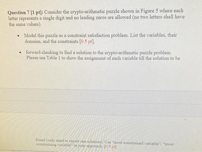 Question 7 [1 pt]: Consider the crypto-arithmetic | Chegg.com