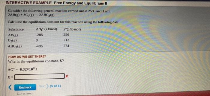 Solved INTERACTIVE EXAMPLE Free Energy and Equilibrium II | Chegg.com