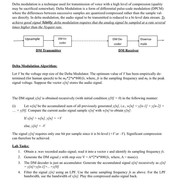 Solved Delta modulation is a technique used for transmission | Chegg.com