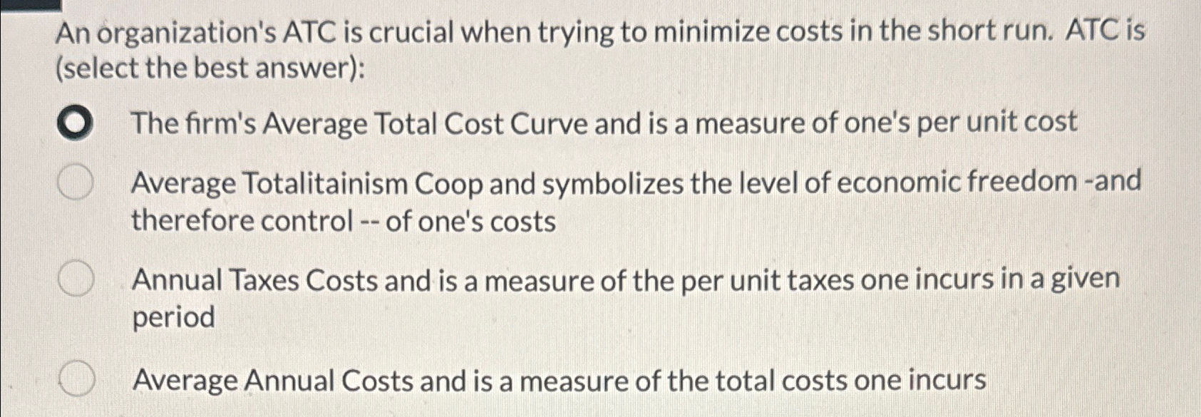 Solved An organization's ATC is crucial when trying to | Chegg.com