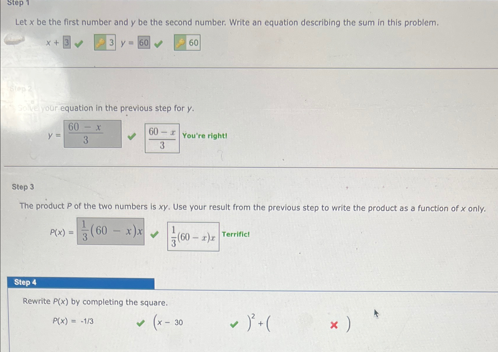 Solved Step 1Let x ﻿be the first number and y ﻿be the second | Chegg.com