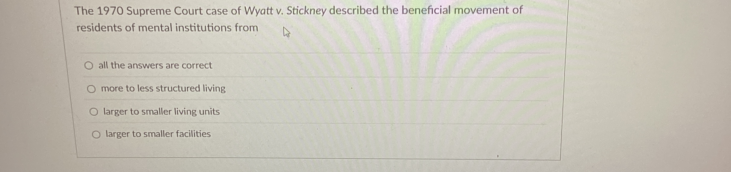 Solved The 1970 ﻿Supreme Court case of Wyatt v. ﻿Stickney | Chegg.com