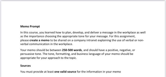 Memo Prompt In this course, you learned how to plan, | Chegg.com