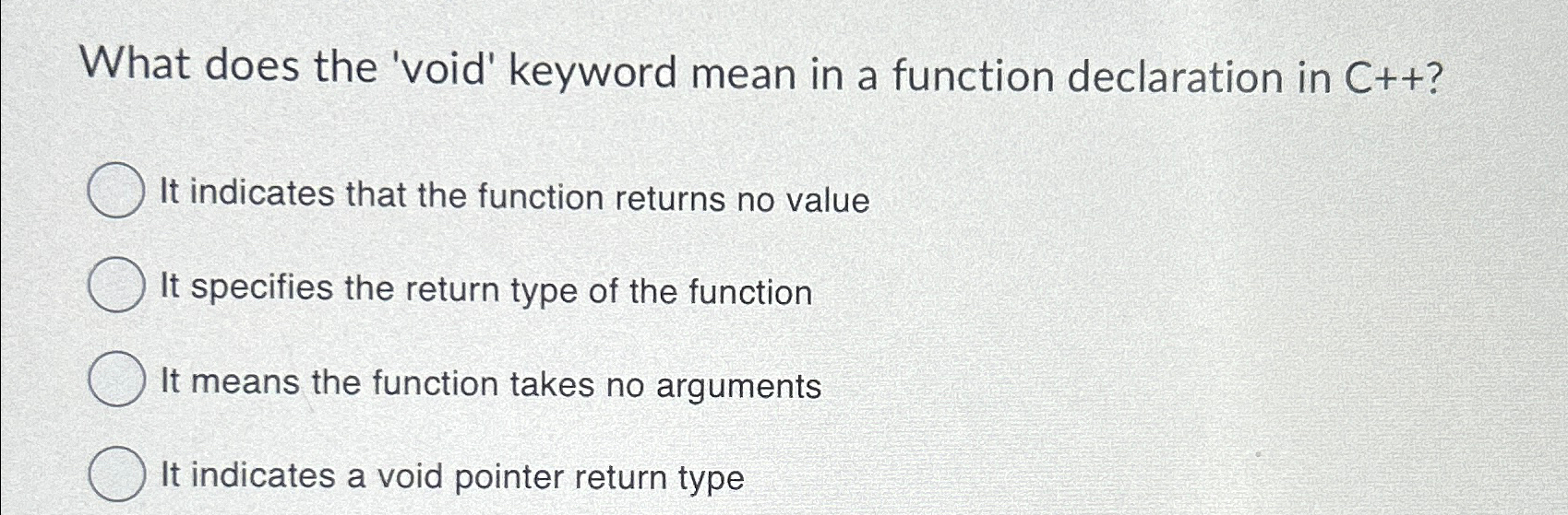 Solved What does the 'void' keyword mean in a function | Chegg.com