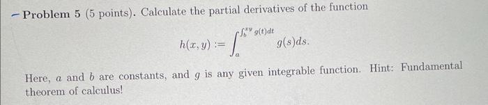 Solved - Problem 5 (5 points). Calculate the partial | Chegg.com