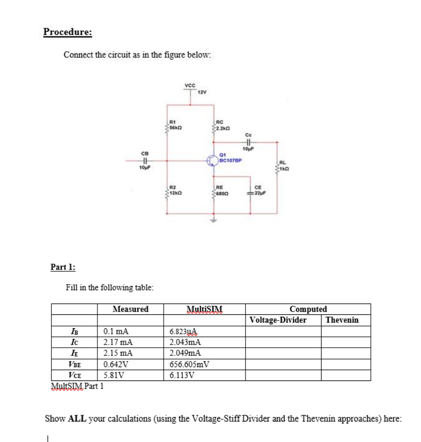 Calculate IB-IC-IE-VBE-VCE in Voltage-Stiff Divider | Chegg.com