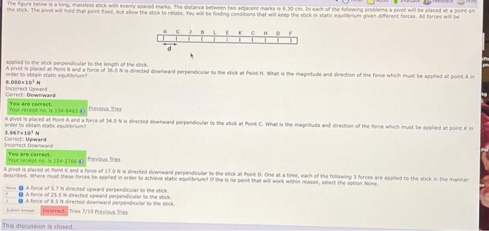 Solved applited to the stick perpendicular to the length of | Chegg.com
