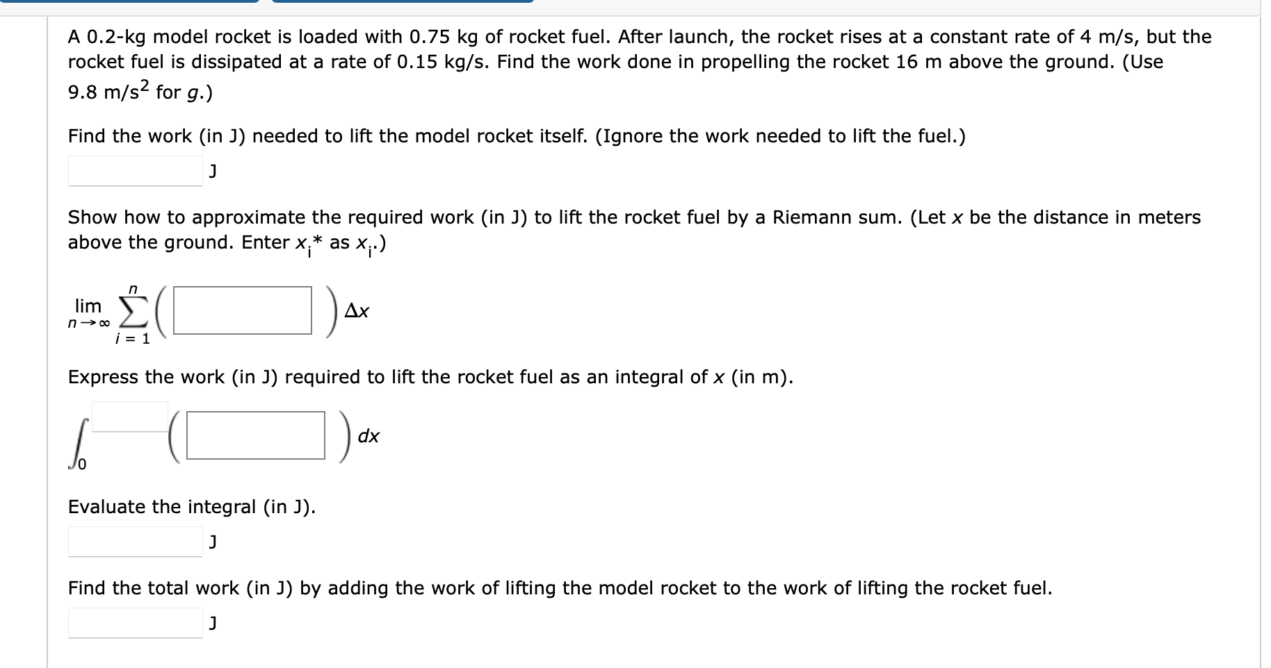 Solved A 0.2-kg ﻿model rocket is loaded with 0.75kg ﻿of | Chegg.com