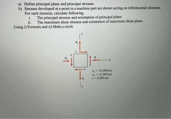 Solved a) Define principal plane and principal stresses. b) | Chegg.com