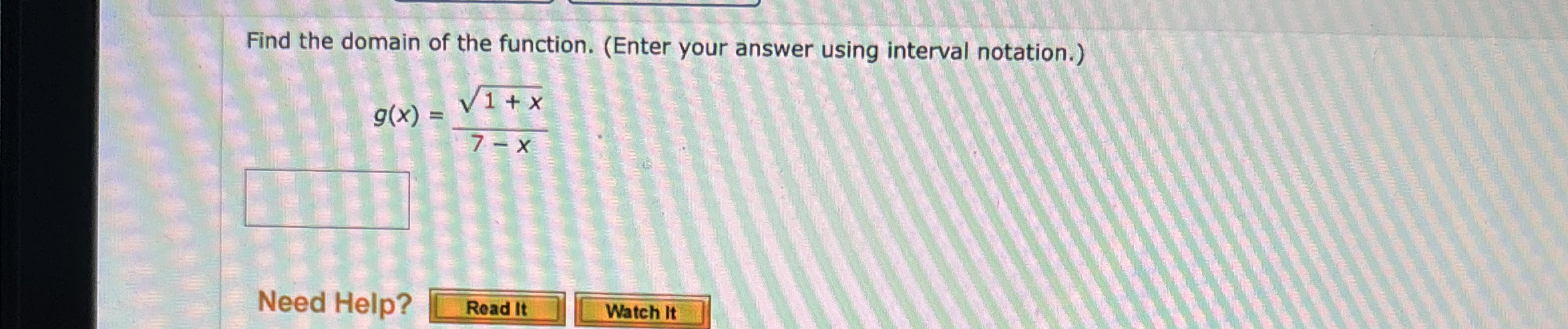 Solved Find the domain of the function. (Enter your answer | Chegg.com
