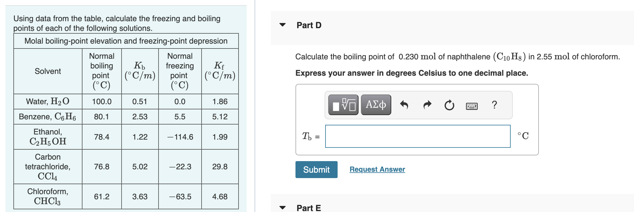 Solved Using data from the table, calculate the freezing and | Chegg.com