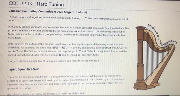 Solved CCC '22 J3 - Harp Tuning Canadian Computing | Chegg.com