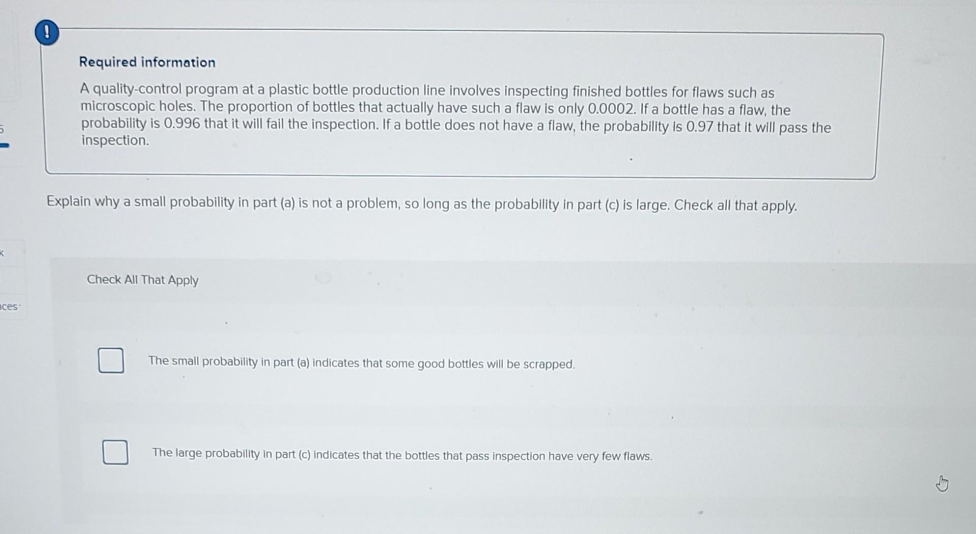 Solved Required information A quality-control program at a | Chegg.com