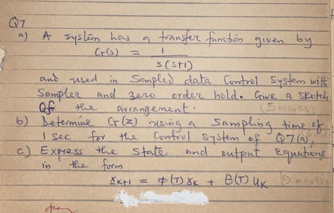 Solved Q1a) ﻿A system has a transfer function given | Chegg.com