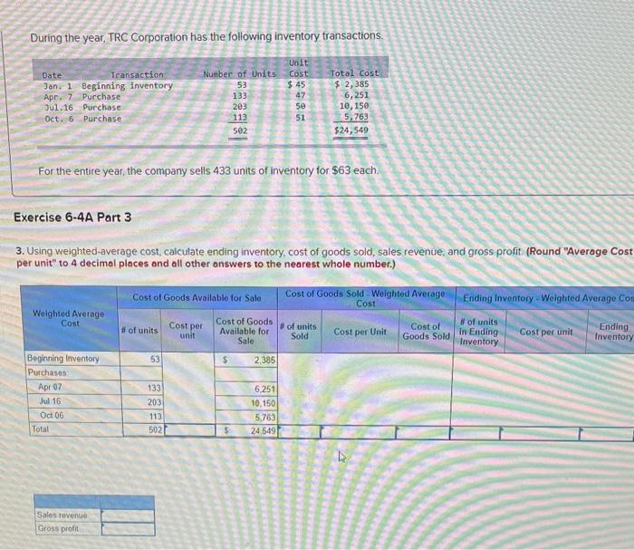 Solved During the year, TRC Corporation has the following | Chegg.com Solved During the year, TRC Corporation has the following | Chegg.com