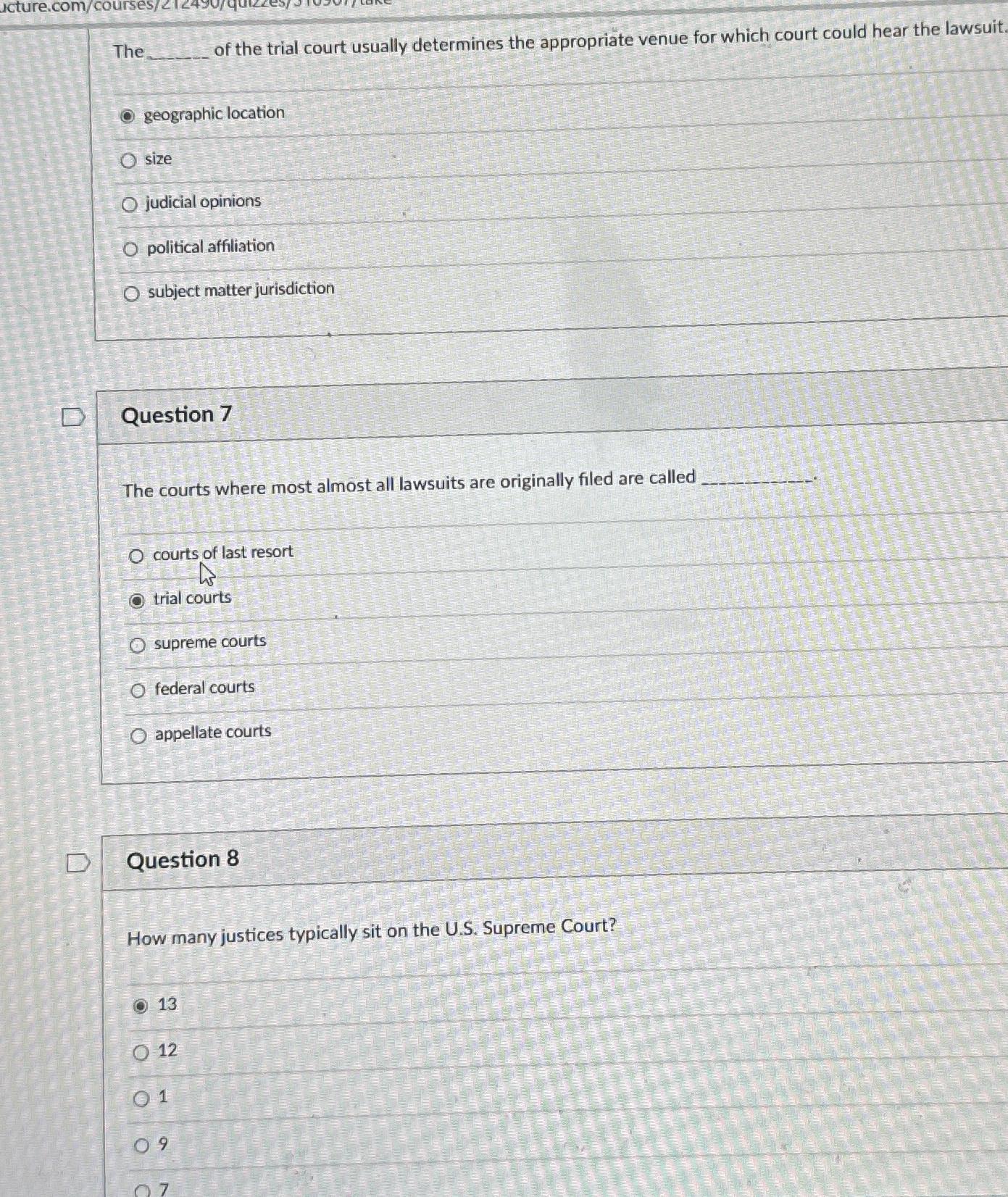 Solved The of the trial court usually determines the | Chegg.com