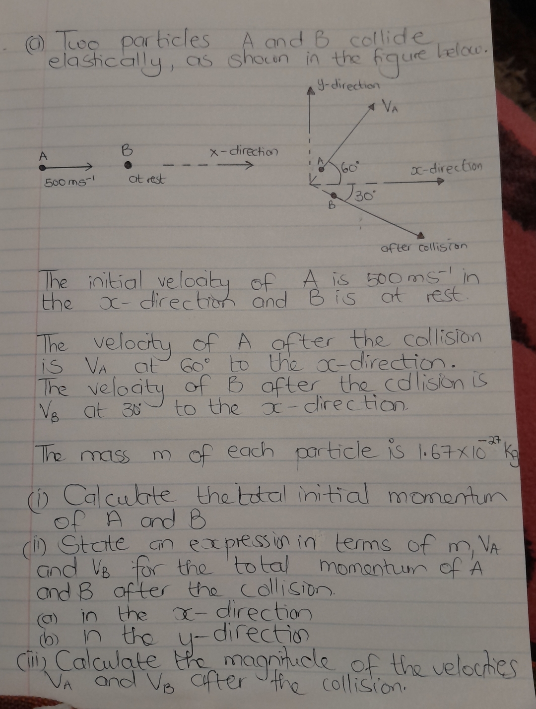 Solved (a) ﻿Two particles A and B ﻿collide elastically, as | Chegg.com
