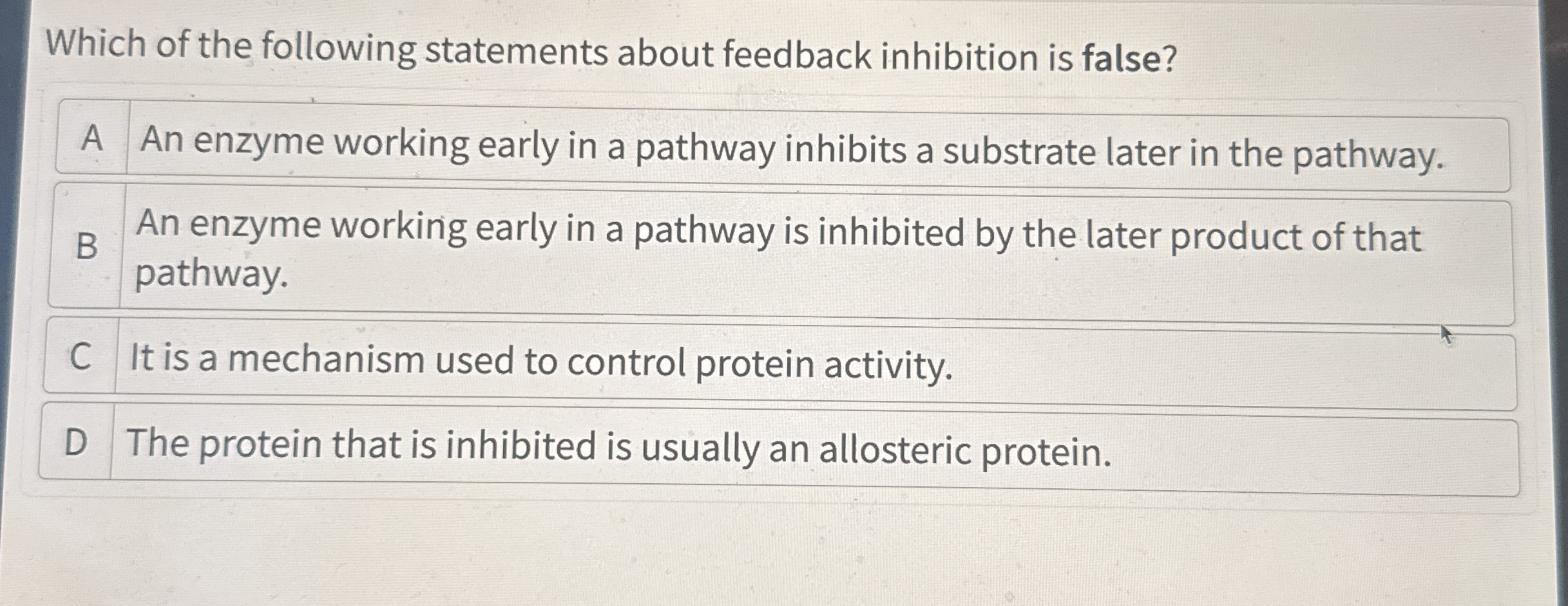 Solved Which of the following statements about feedback | Chegg.com