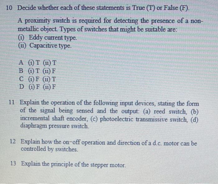 Solved 1 Decide whether each of these statements is True (T) | Chegg.com