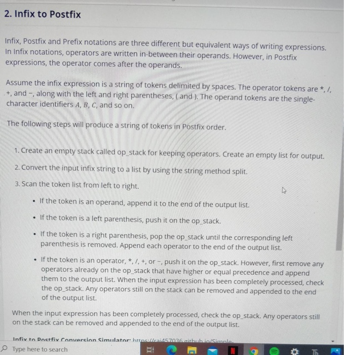 Solved 2. Infix to Postfix Infix, Postfix and Prefix | Chegg.com