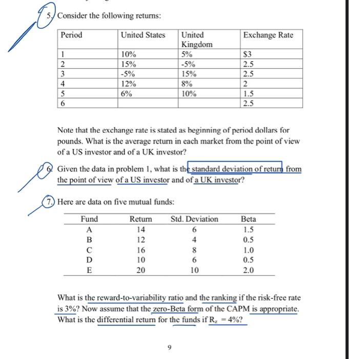 Solved Consider the following returns: Note that the | Chegg.com