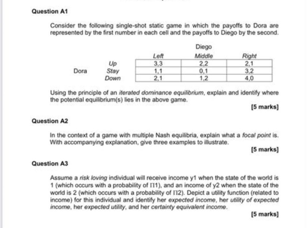 Solved Consider the following single-shot static game in | Chegg.com