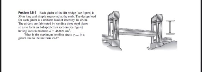 Solved Problem 5.5-5 Each girder of the lin bridge (see | Chegg.com