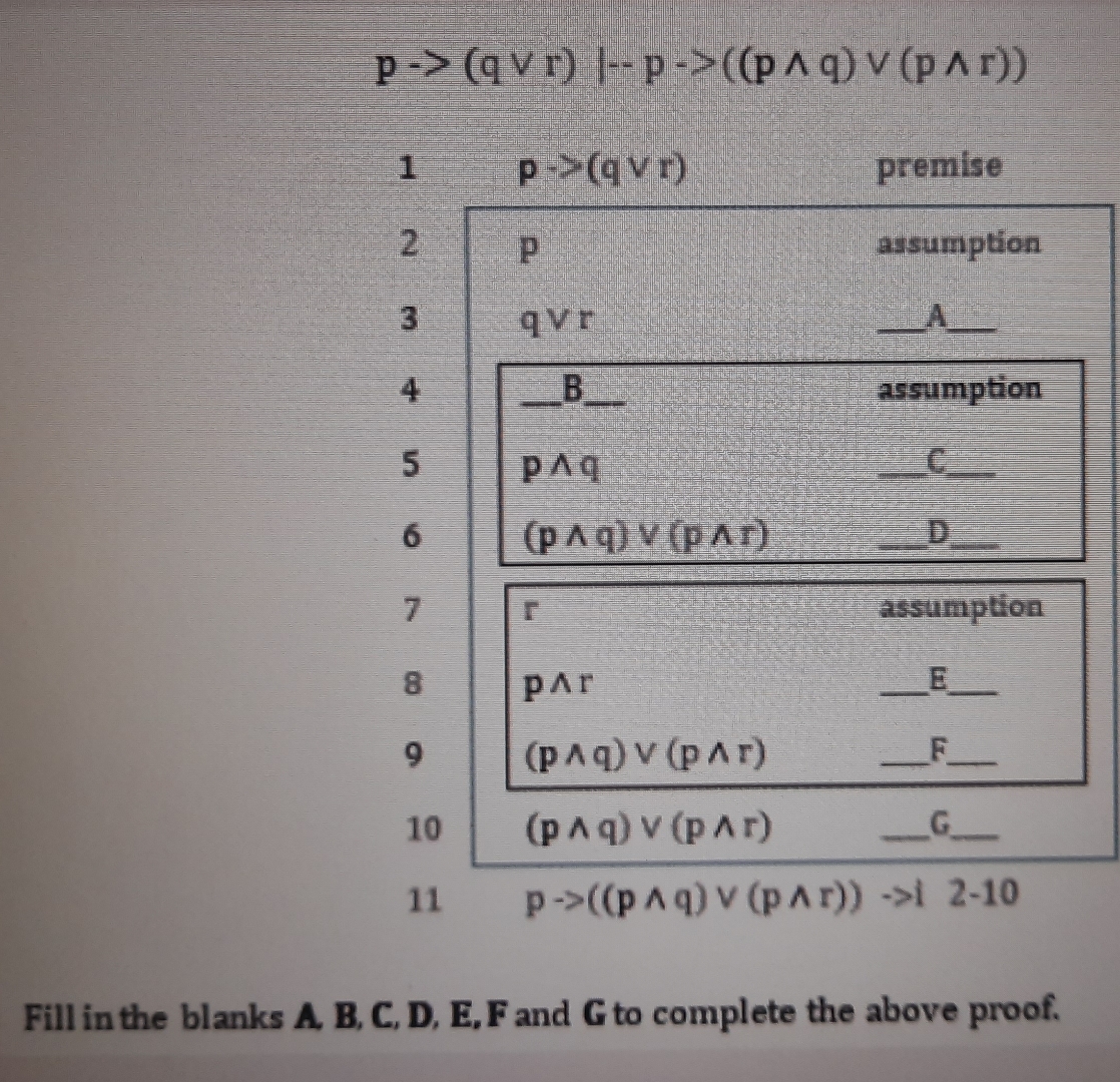 Solved p→(qvvr)|-p→((p??q)vv(p??r))|1 p→(qvvr) ﻿premise2Fill | Chegg.com
