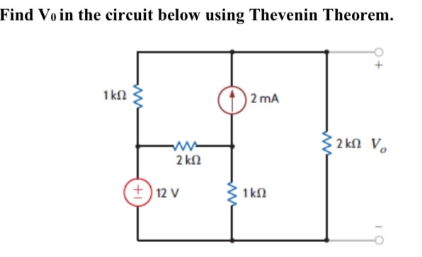 Solved Find Vo in the circuit below using Thevenin Theorem. | Chegg.com