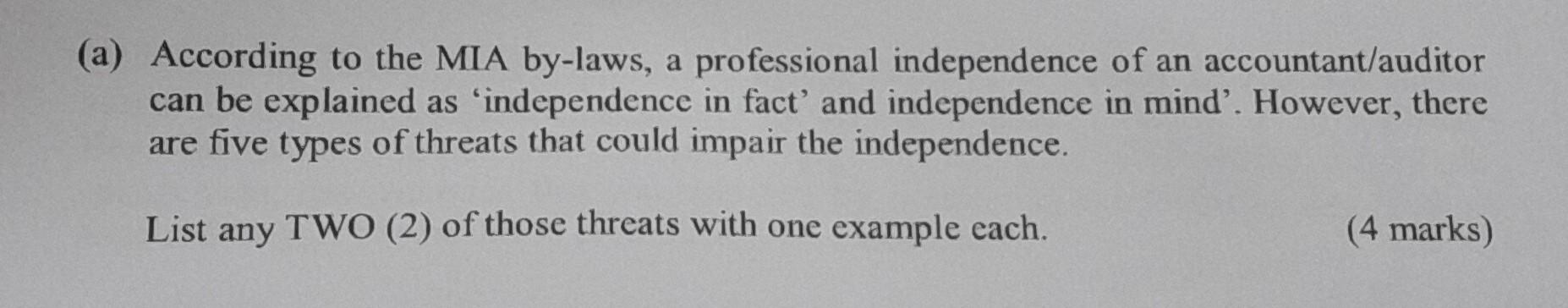 Solved (a) According to the MIA by-laws, a professional | Chegg.com