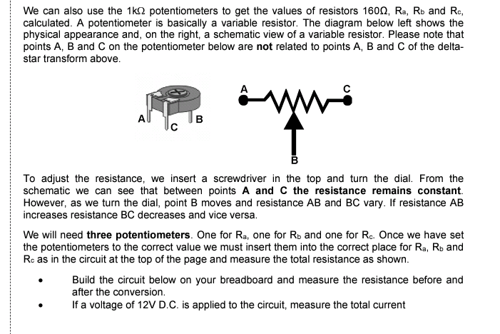 EXPERIMENT \#4 - Delta - Star transformations. 4.1 | Chegg.com