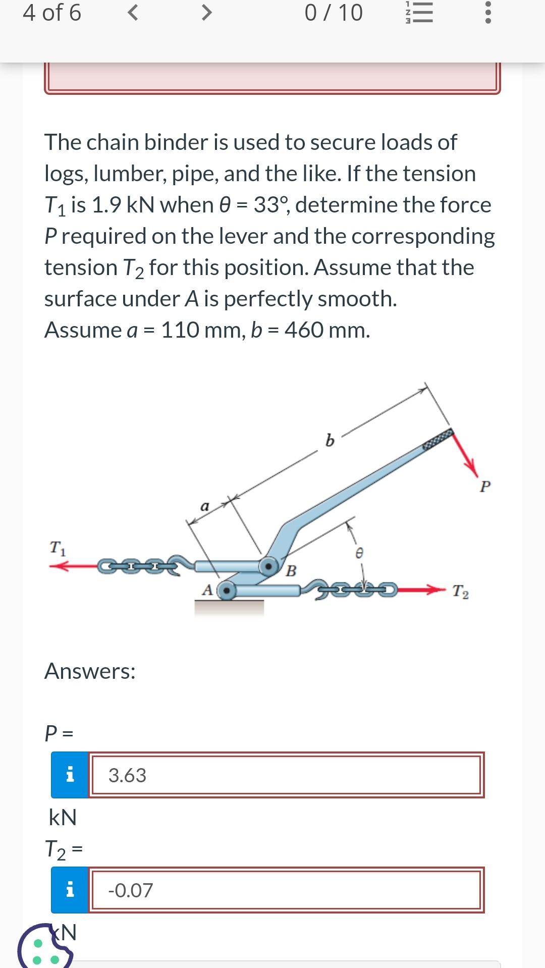 Solved The chain binder is used to secure loads of logs, | Chegg.com