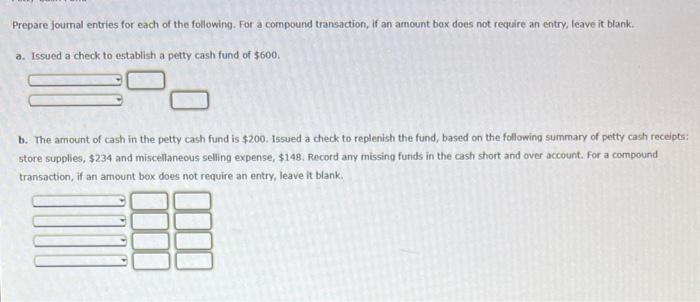 Solved Prepare joumal entries for each of the following. For | Chegg.com