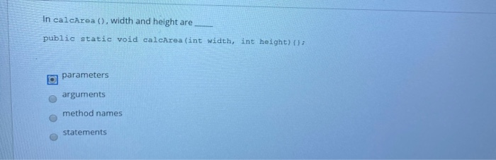 Solved In calcArea(), width and height are public static | Chegg.com