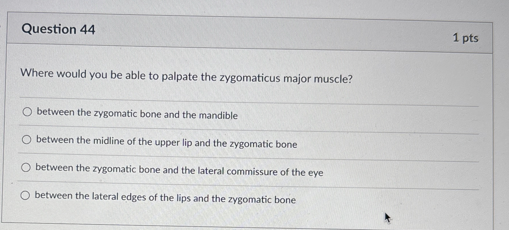 Solved Question 441ptsWhere would you be able to palpate the | Chegg.com