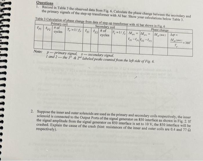 Questions 1. Record in Table 3 the observed data from | Chegg.com