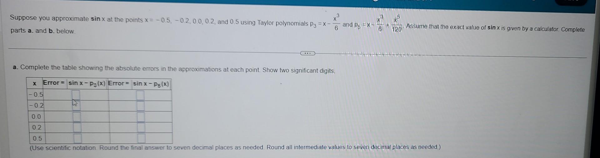 Solved Suppose you approximate sinx at the points | Chegg.com