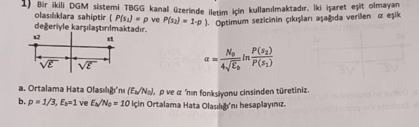 [Solved]: Bir ikili DGM sistemi TBGG kanal zerinde iletim ii
