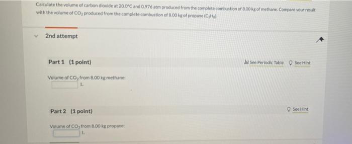 Solved Calculate the volume of carbon dioxide at 20.0°C and | Chegg.com