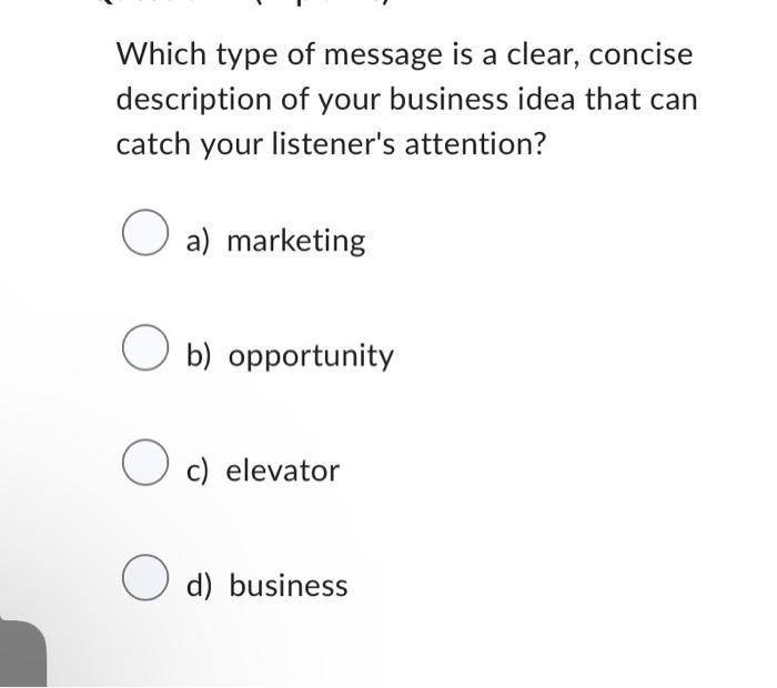 Solved Which type of message is a clear, concise description | Chegg.com