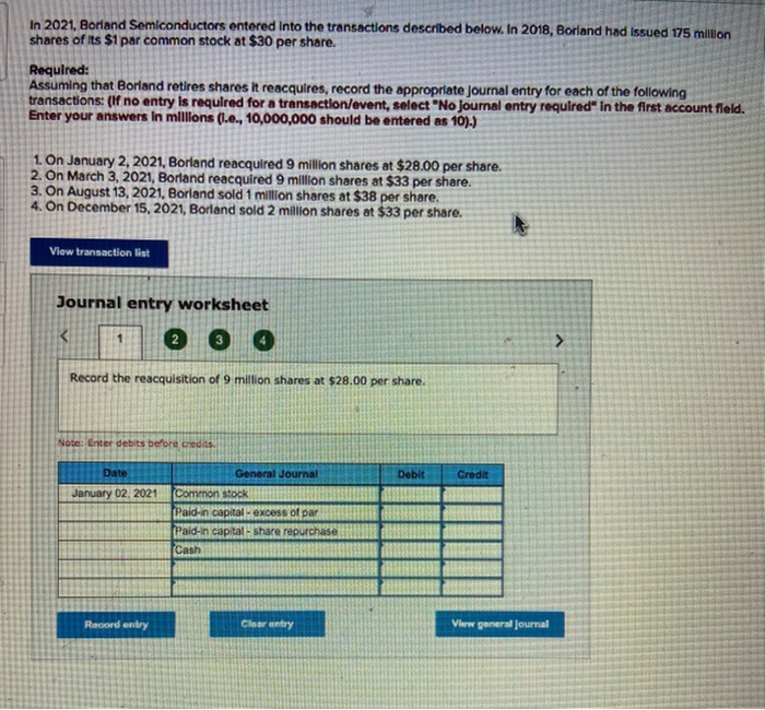 Solved In 2021, Borland Semiconductors entered into the | Chegg.com