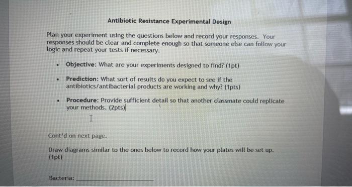 Solved Lab Activity: Experimental Design Antibiotic | Chegg.com