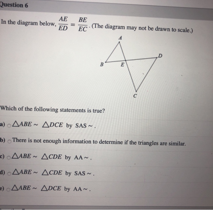 Solved Question 6 AE BE In the diagram below, ED = F (The | Chegg.com