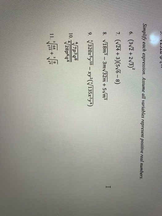 Solved V402UTOC Simplify each expression. Assume all | Chegg.com