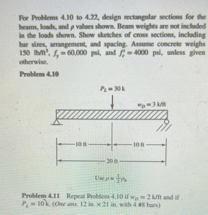 Solved For Problems 4.10 to 4.22, design rectangular | Chegg.com