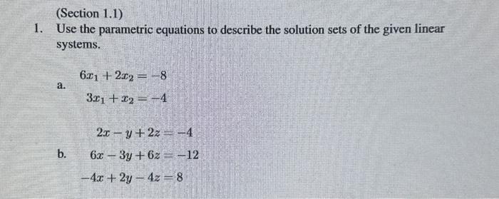 Solved Section 1 1 1 Use The Parametric Equations To