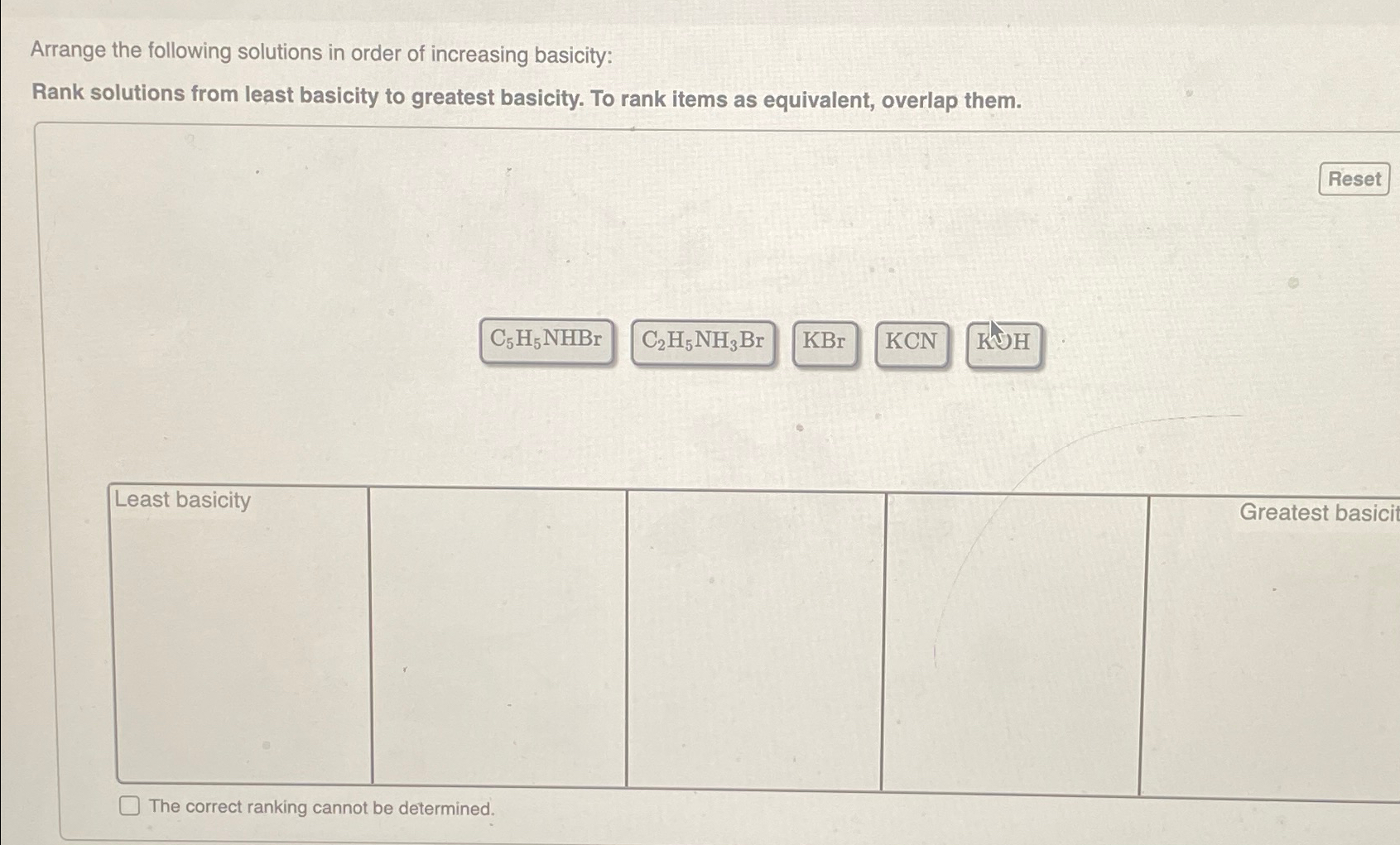 Solved Arrange the following solutions in order of | Chegg.com
