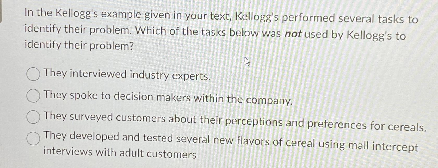 Solved In the Kellogg's example given in your text, | Chegg.com